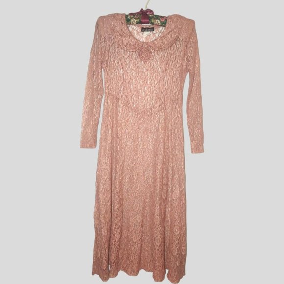 My Michelle | Dresses | Vintage 8s Pink Sheer Lace Midi Dress | Poshmark